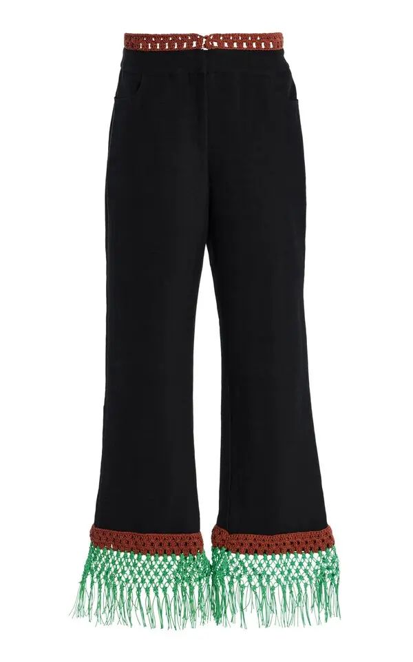 Rosie Assoulin Macrame Pizzants Flared Pants - Black