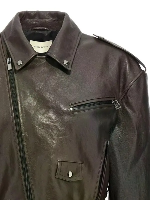 Magda Butrym 19 Side-zip Lace-up Leather Jacket