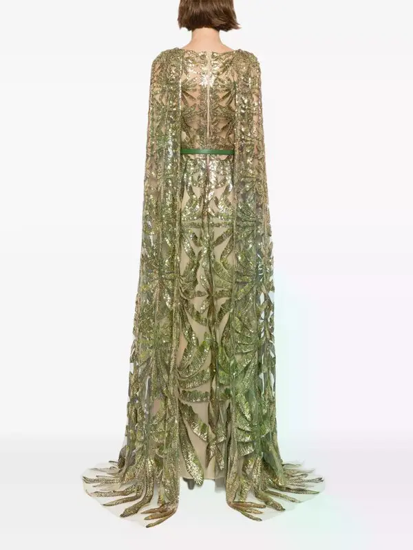 Elie Saab Embroidered Tulle Long Dress