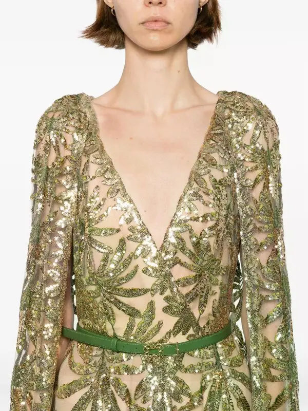 Elie Saab Embroidered Tulle Long Dress