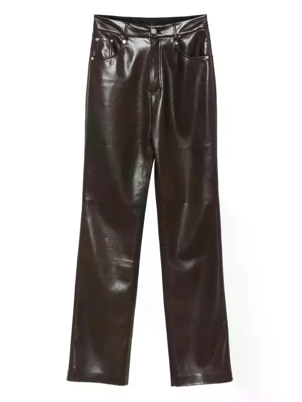 Nanushka Five-pocket Leather Trousers - Brown