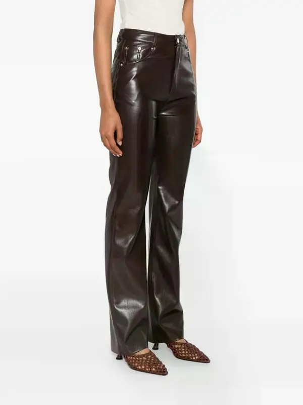 Nanushka Five-pocket Leather Trousers - Brown
