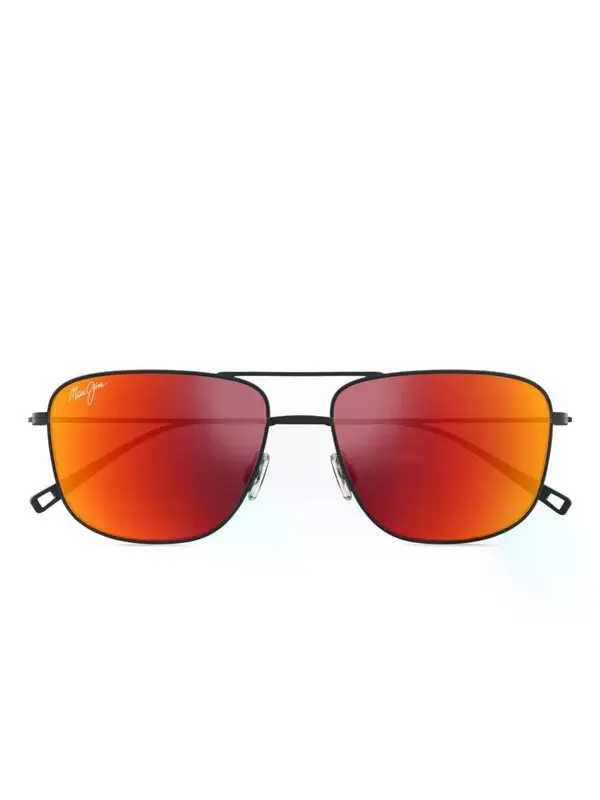 Maui Jim Mikioi Titanium Rectangular Sunglasses - Black