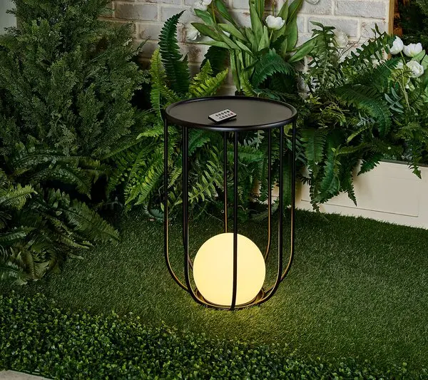 GARDEN REFLECTIONS As Is Metal Plant Stand W/ Led Ball Light - One-color
