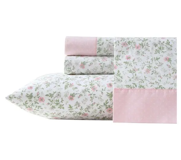 Laura Ashley Bonnie Pretty Pink Queen Sheet Set - One-color