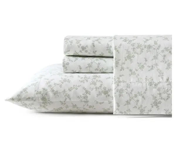 Laura Ashley Fiona White-green King Sheet Set - One-color