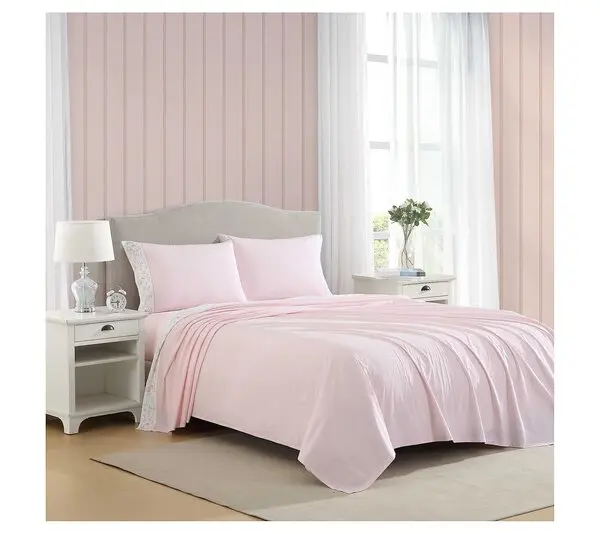Laura Ashley Victorian Scroll Pink Twin Sheet S Et