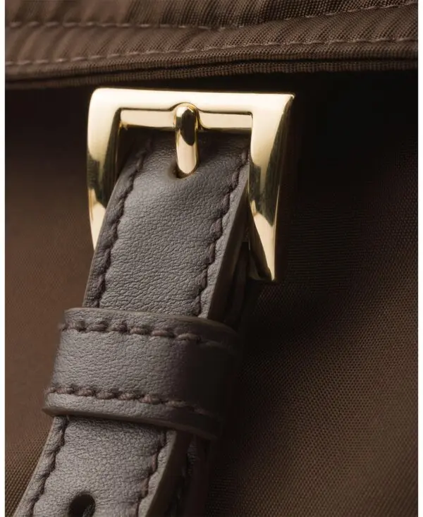 Prada Medium Re-nylon Shoulder Bag With Flap - Dark Brown