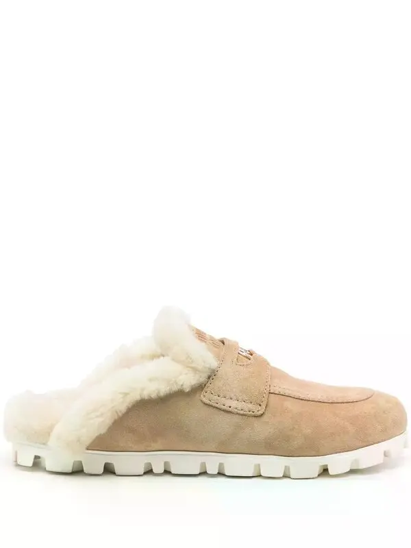 Miu Miu Shearling Suede Mules