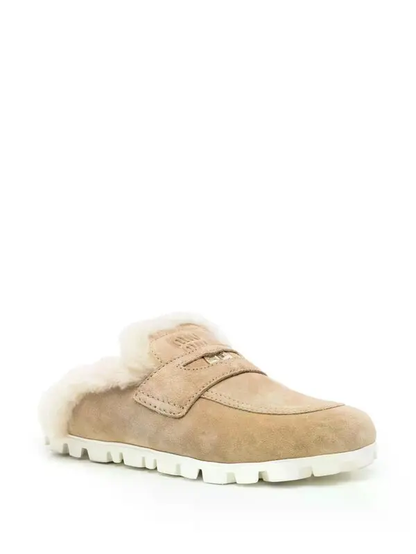 Miu Miu Shearling Suede Mules