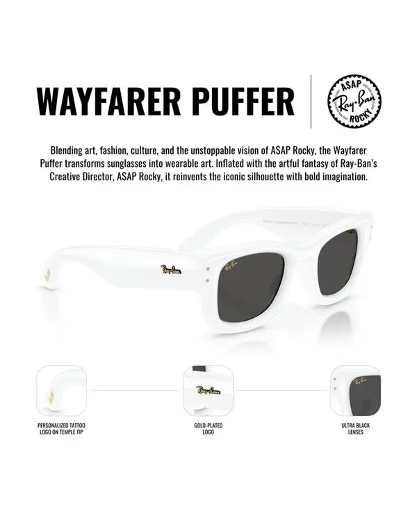 Ray-ban Wayfarer Puffer A$ap Rocky Square Sunglasses - White