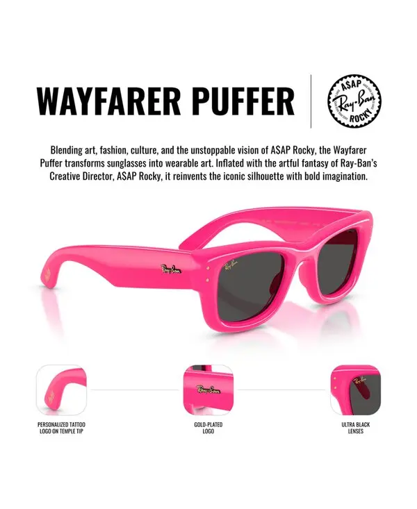 Ray-ban Wayfarer Puffer A$ap Rocky 47mm Sunglasses - Dark Grey