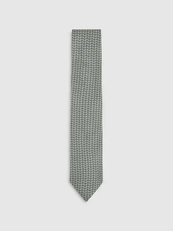 REISS Bernardo Geometric-chain Print Tie - Sage