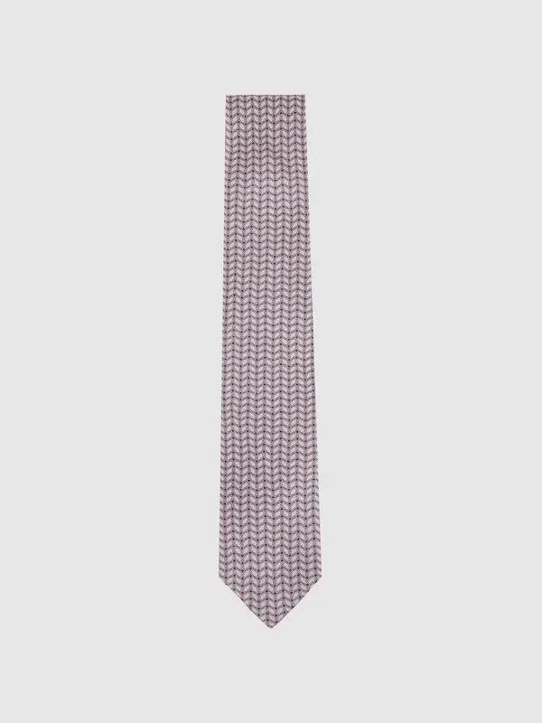 REISS Bernardo Geometric-chain Print Tie - Soft Pink