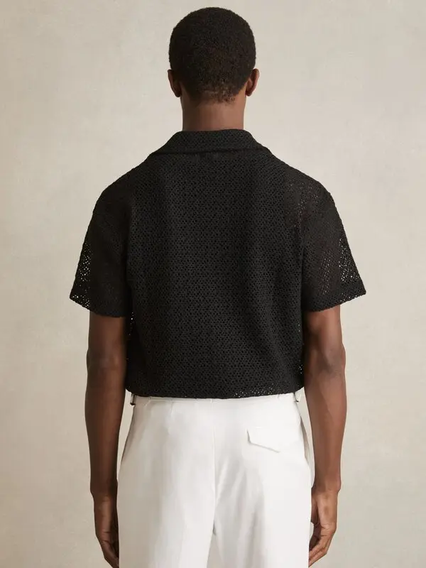 REISS Sterling Crochet Cuban Collar Shirt