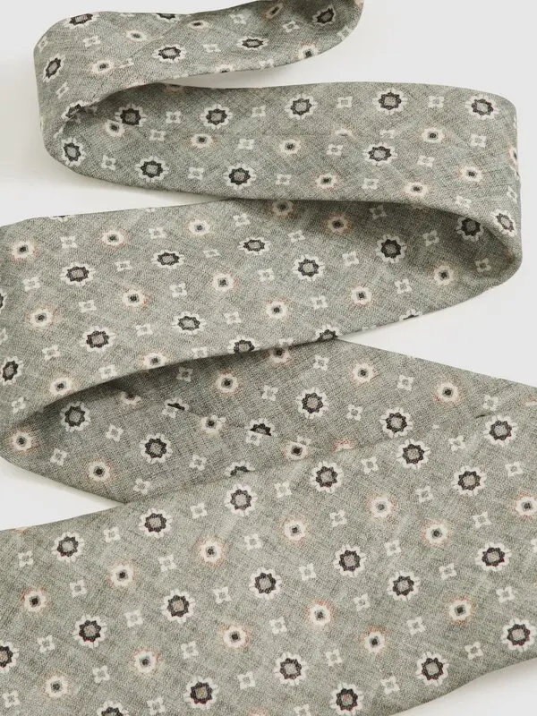 REISS Cosimo Floral-medallion Silk Tie - Soft Sage