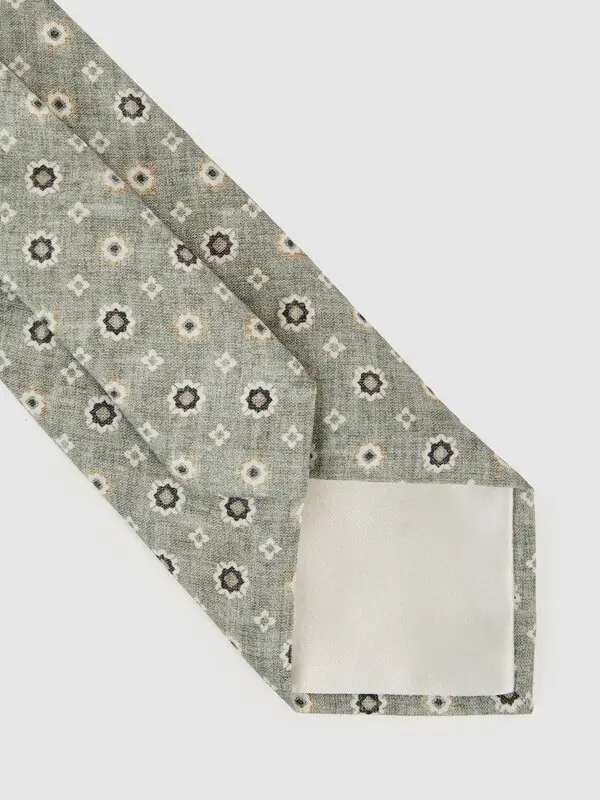 REISS Cosimo Floral-medallion Silk Tie - Soft Sage