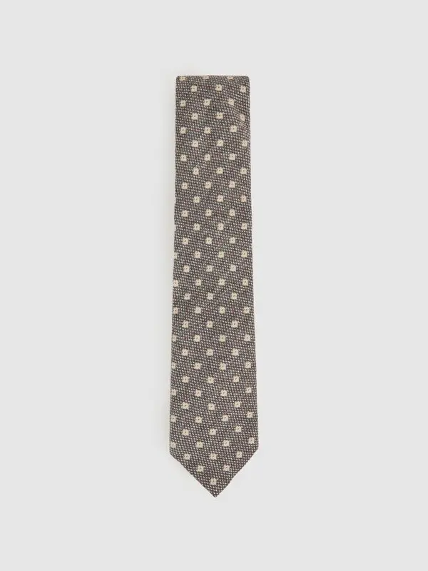 REISS Tullio Wool-silk Floral-medallion Tie - Grey