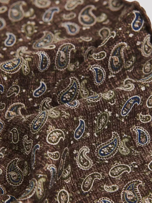 REISS Geronimo Silk Medallion Paisley Pocket Square