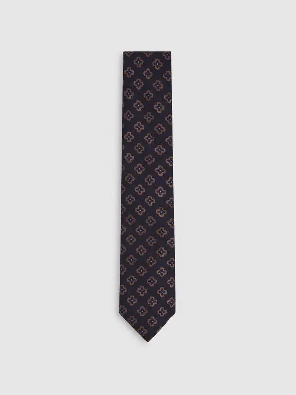 REISS Omero Floral-medallion Neck Tie - Navy