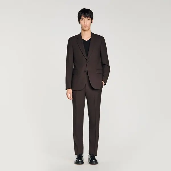 Sandro Wool Suit Jacket - Chocolate