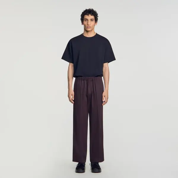 Sandro Wide-leg Elastic Waist Trousers - Chocolate