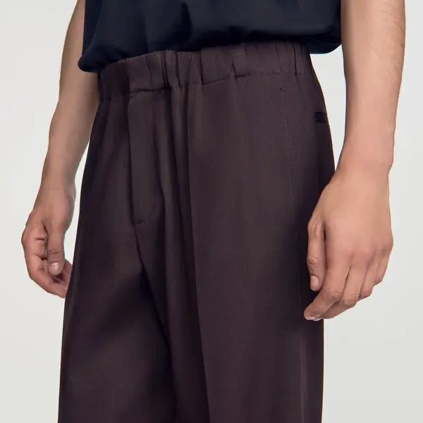Sandro Wide-leg Elastic Waist Trousers - Chocolate