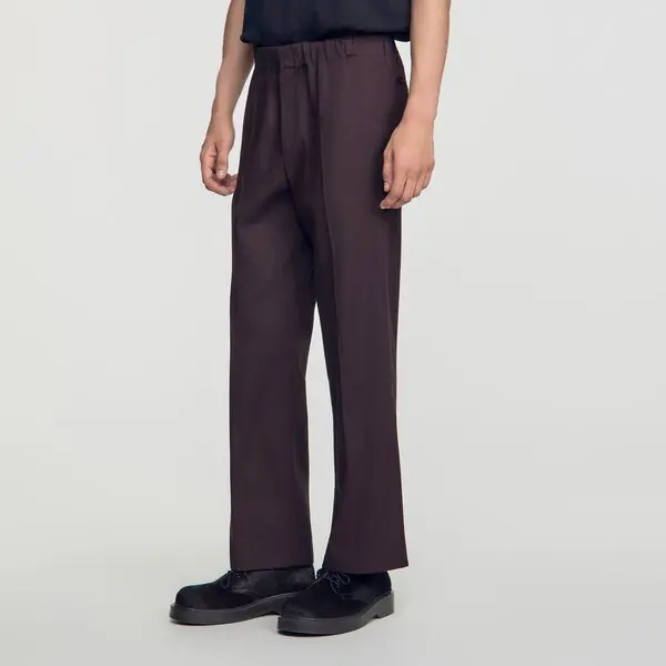 Sandro Wide-leg Elastic Waist Trousers - Chocolate
