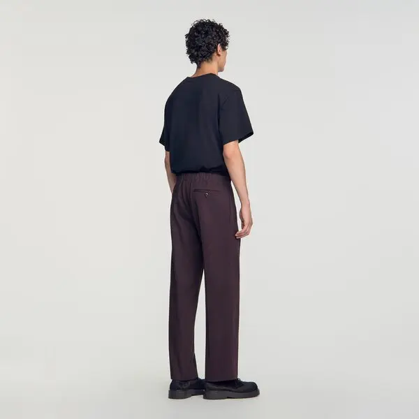 Sandro Wide-leg Elastic Waist Trousers - Chocolate