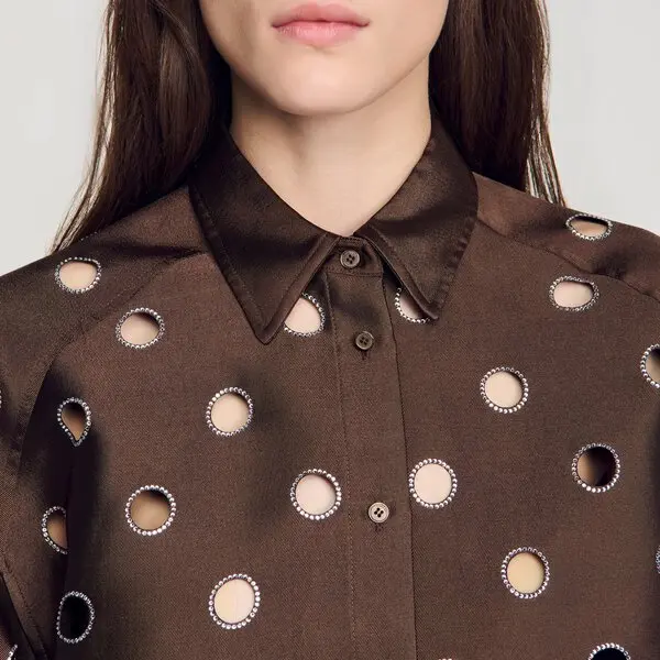 Sandro Rhinestone Embellished Oversized Shirt