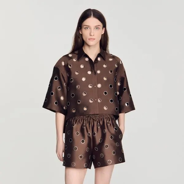 Sandro Rhinestone Embellished Oversized Shirt