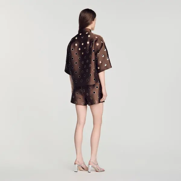 Sandro Rhinestone Embellished Oversized Shirt