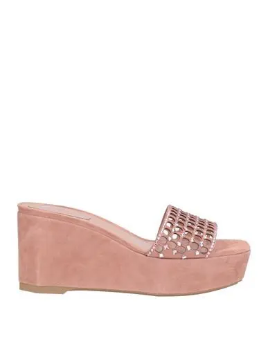 Rene Caovilla Slide Sandals With Wedge Heel - Blush