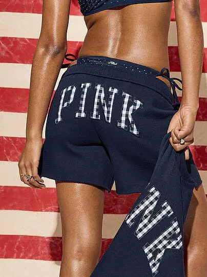 Pink Campus Fleece Relaxed Fit Shorts - Blue