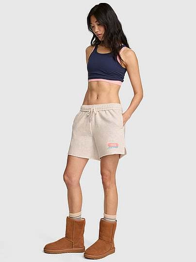 Pink Campus Fleece Shorts - Grey