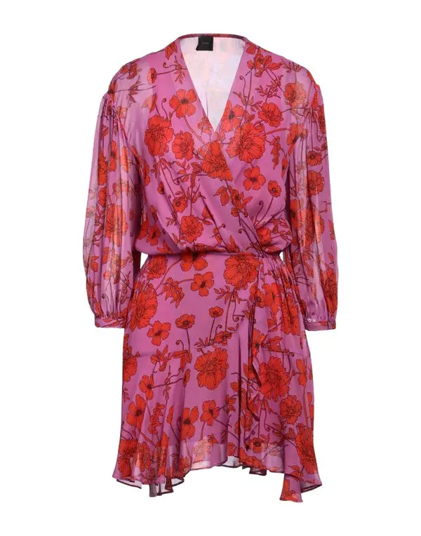 Pinko Mini Flared Floral-print Dress - Purple
