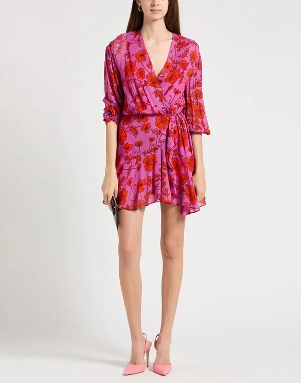 Pinko Mini Flared Floral-print Dress - Purple