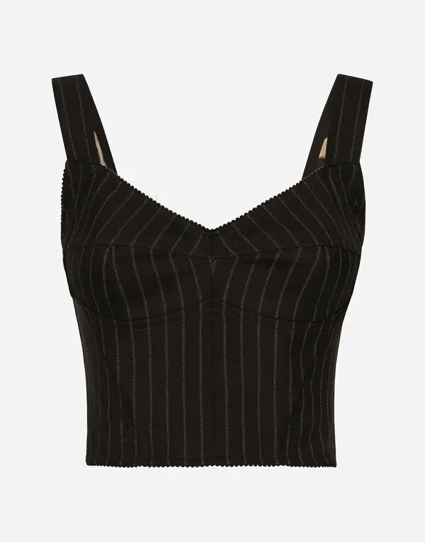 Dolce & Gabbana Pinstripe Wool Corset Top - Multicolor