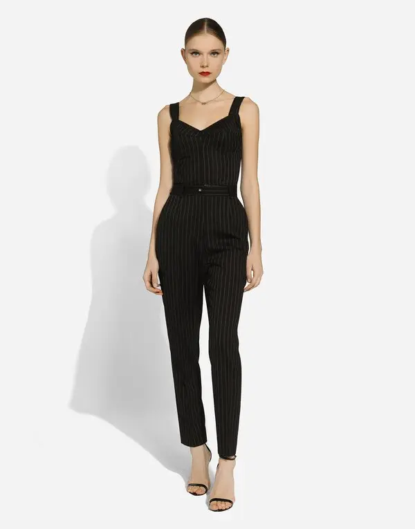 Dolce & Gabbana Pinstripe Wool Corset Top - Multicolor
