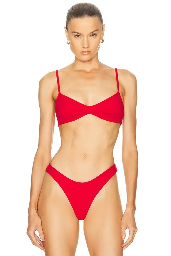 HAIGHT. Crepe Monica Bikini Top - Red