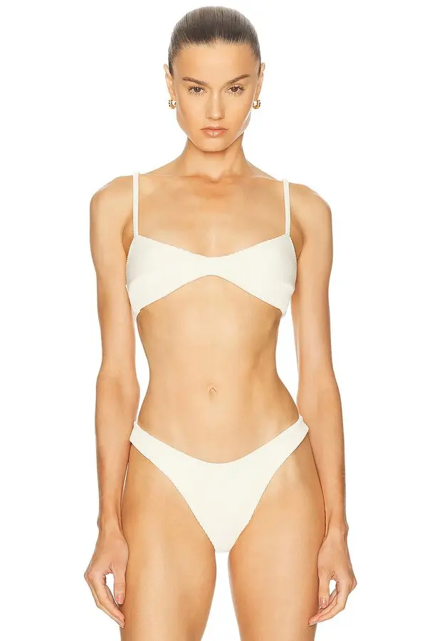 HAIGHT. Adjustable Ribbed Monica Bikini Top - White Clay