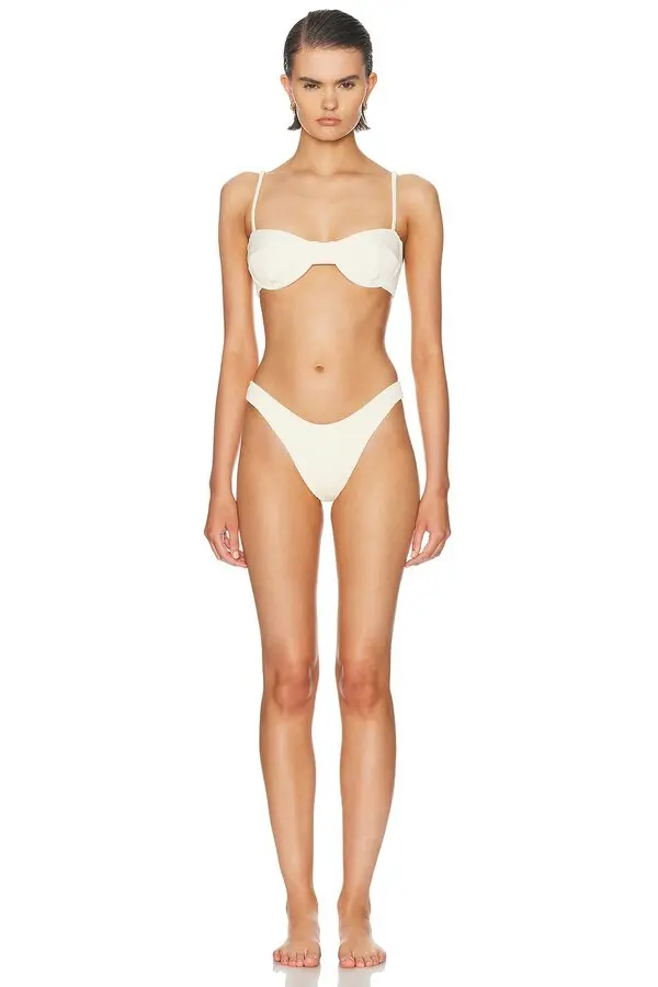 HAIGHT. Ribbed Leila Bikini Bottom - White Clay