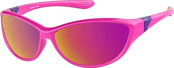 Zenni Sporty Round Sunglasses With Full Rim Frame - Purple With Rose Gold Mirror