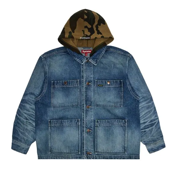 Supreme Worn Hooded Chore Coat - Blue