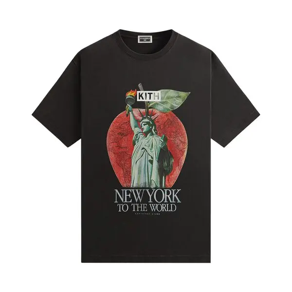 Kith Ny To The World Liberty Apple Vintage Tee - Black | Editorialist
