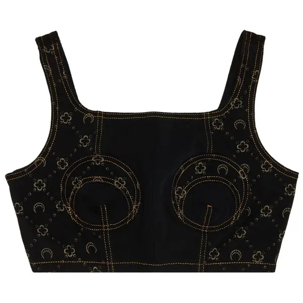 MARINE SERRE Regenerated Denim Bustier - Blue