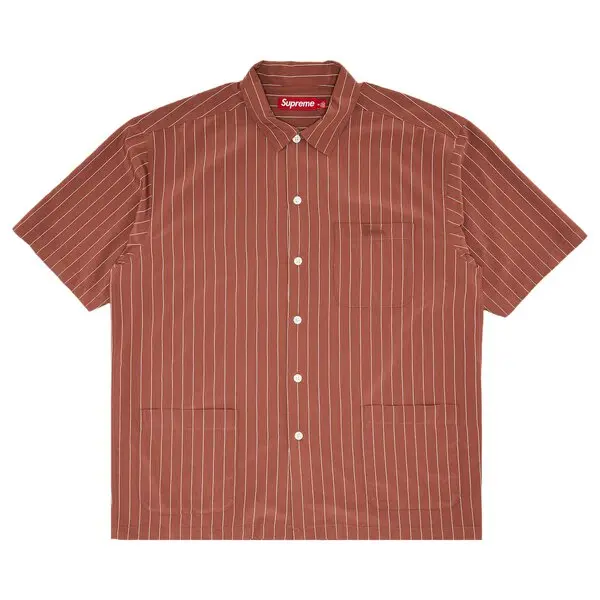 Supreme Stripe Short-sleeve Pajama Shirt - Brown