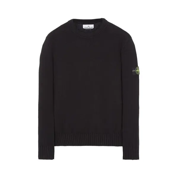 Stone Island Logo Patch Crewneck Jumper - Black