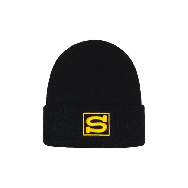 StÜssy Cuff Beanie With Logo - Black