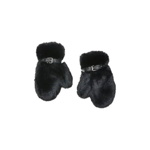 Acne Studios Alion Fur Mittens - Black